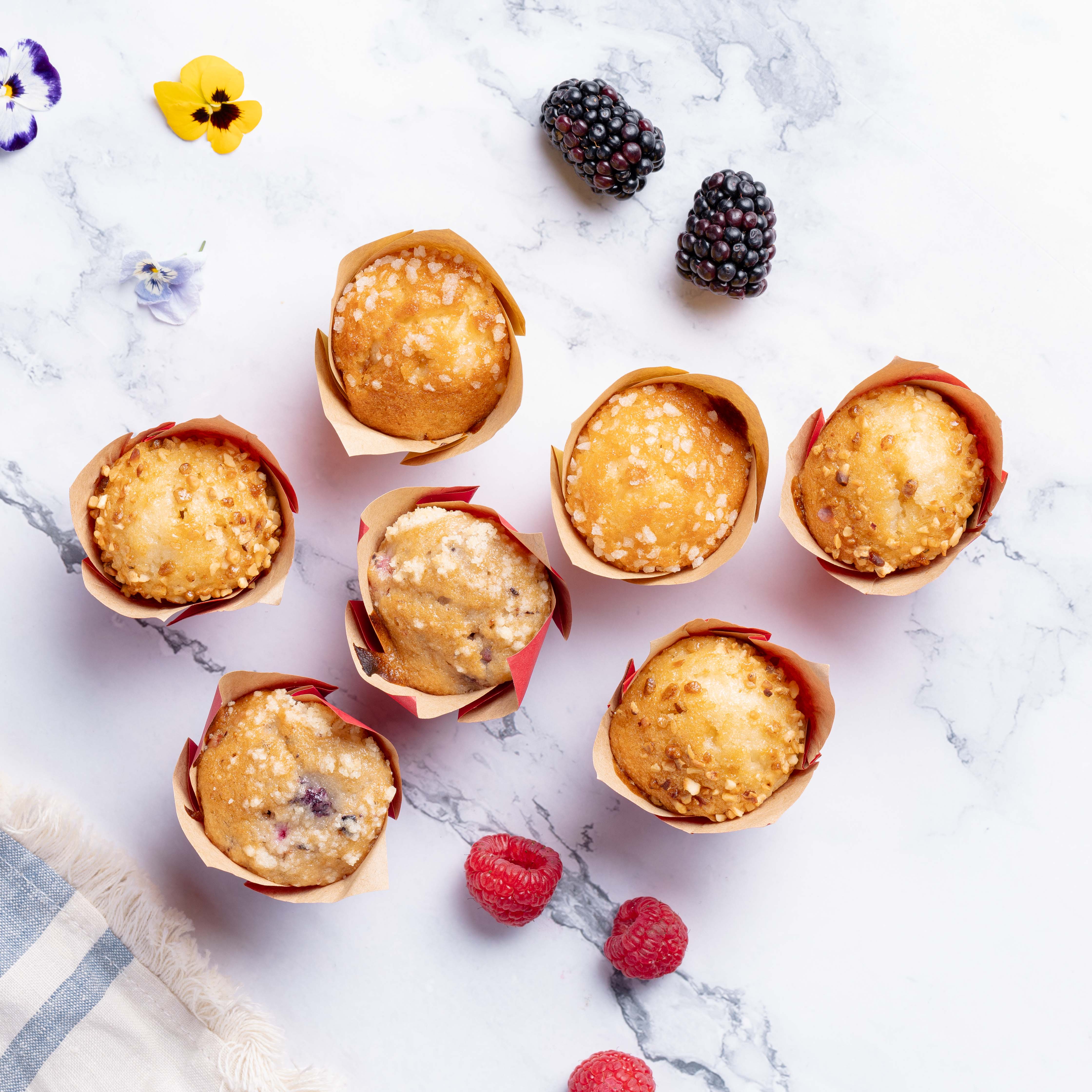 Assorted mini muffins (chocolate, red fruits, salted caramel)
