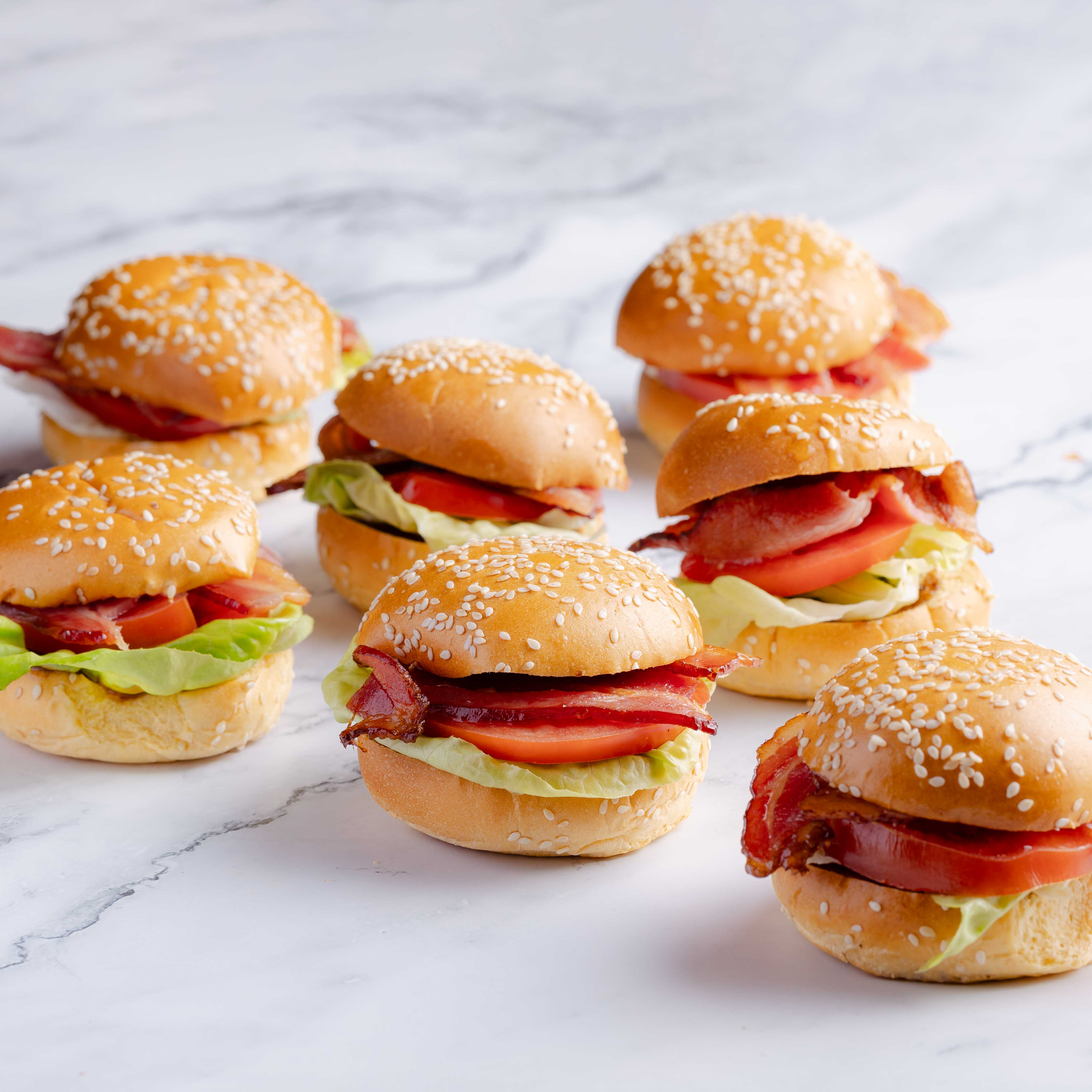 Bacon, lettuce & tomato mini brioche rolls