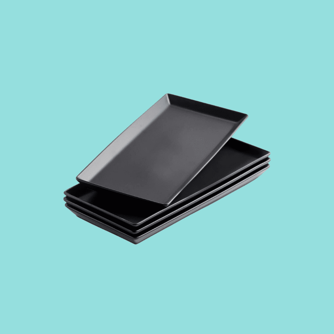 Assorted black ceramic platters