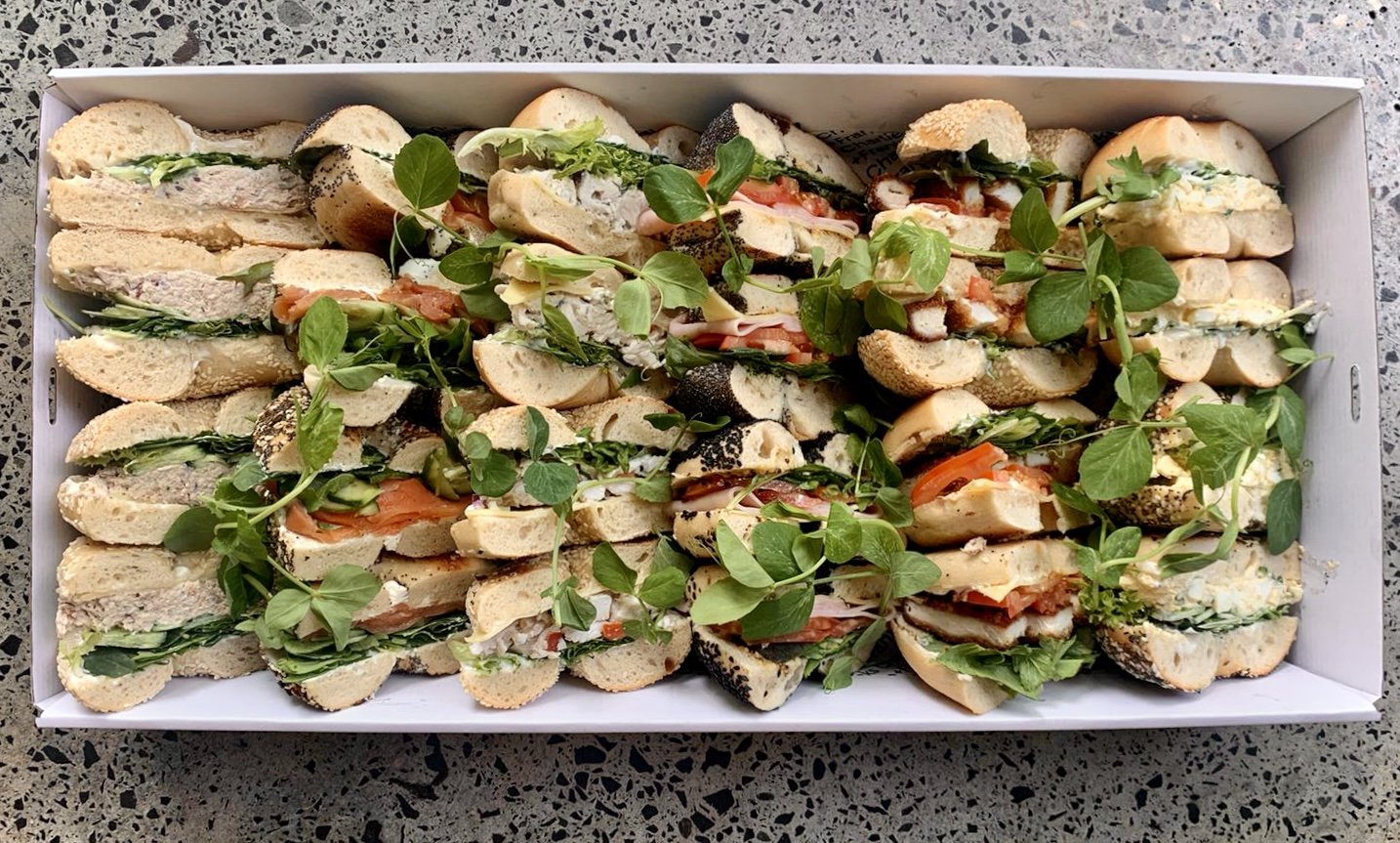 All day Bagel Sandwich Box - Assorted (Box of 12 full size bagels /24 ...