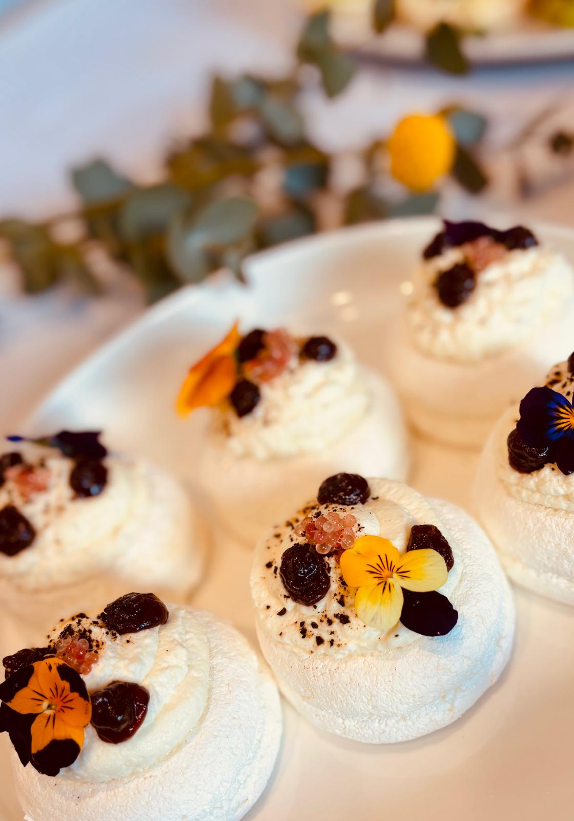 Native Desserts - Individual Pavlovas - topped with whipped cream ...