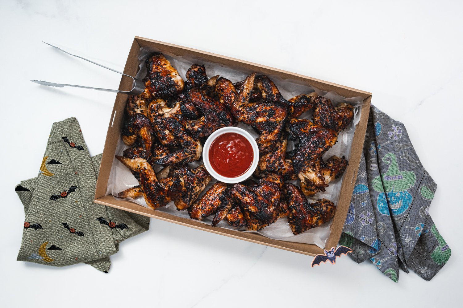Halloween Bat Chicken Wings with Honey, Soy & Sesame | Catering