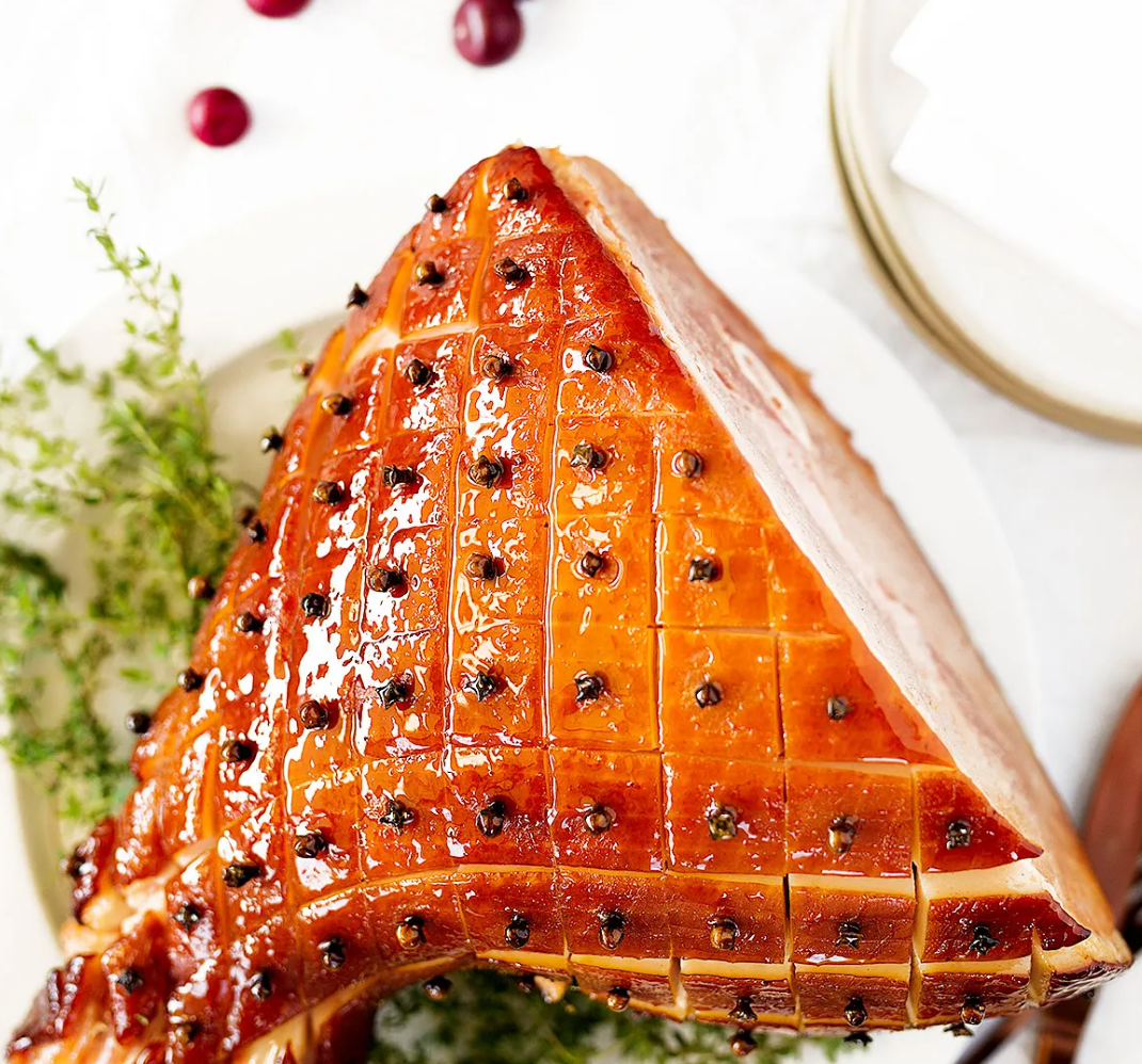 Christmas Dressed Scored Maple Glazed Ham