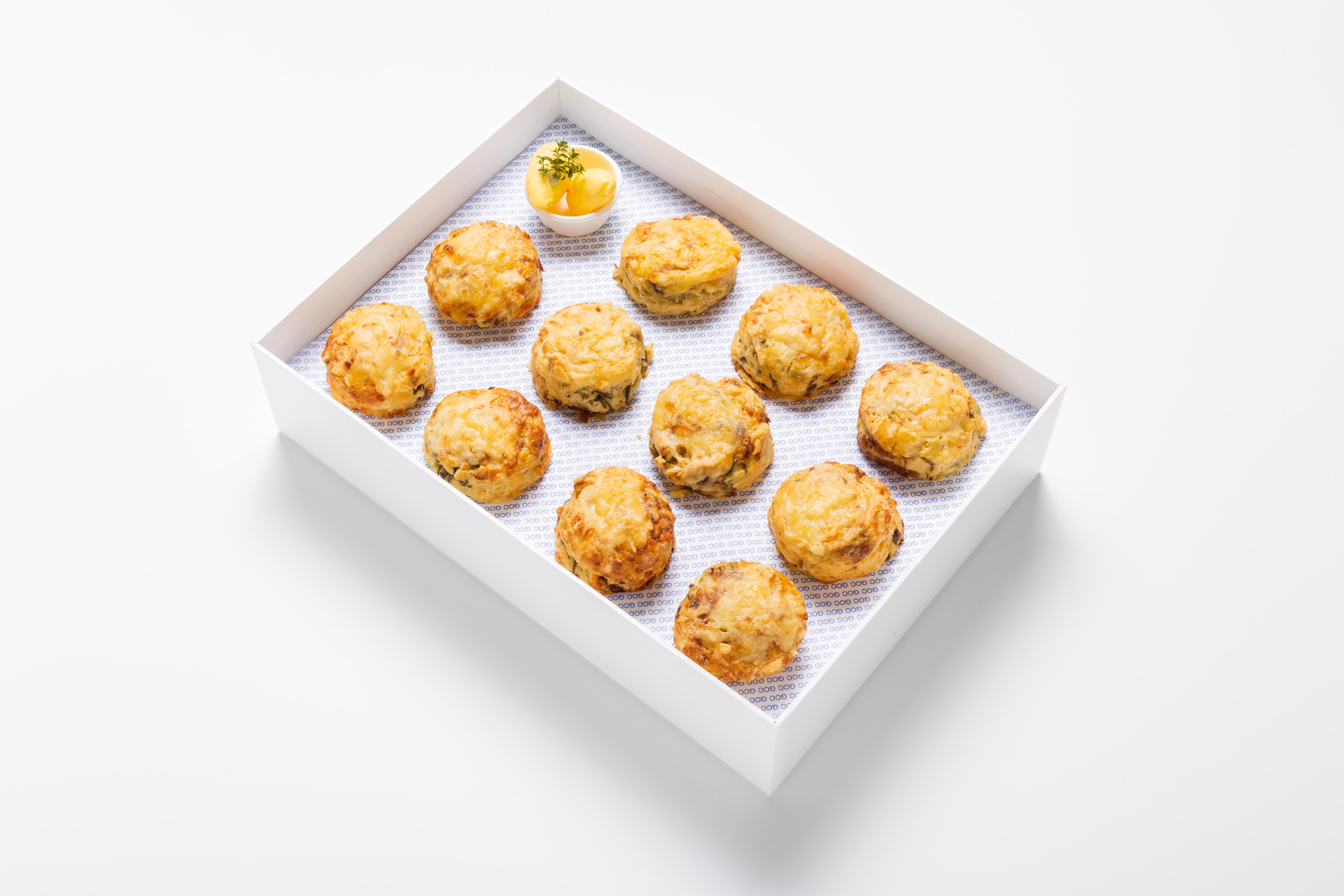 Four Cheese, Caramelized Onion and Chive Scones w/ Butter