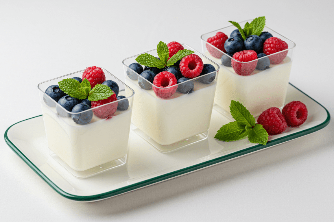 Greek yoghurt pannacotta, fresh berries
