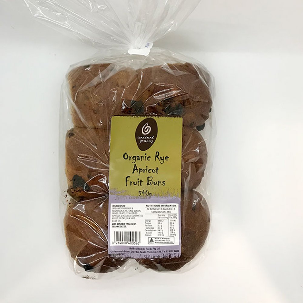 Ancient Grains Rye Apricot Fruit Buns (6pack) 540g