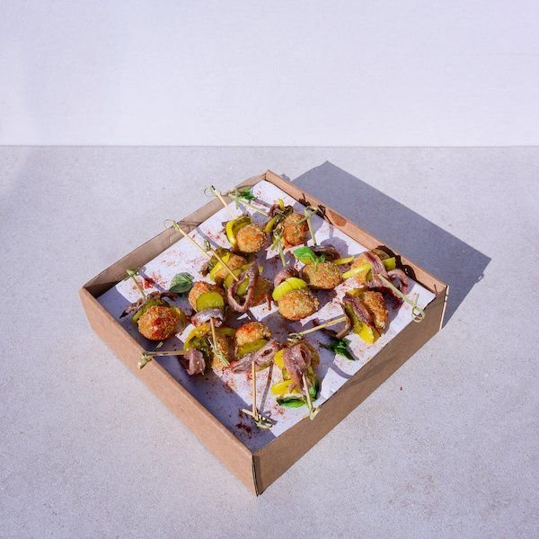 Olive, Anchovy & Cornichon Skewer | Canapes Catering | Auckland