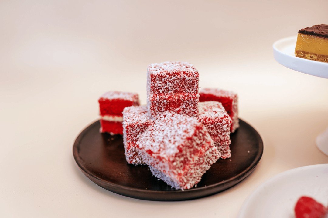 House Baked Red Velvet Lamingtons gf / nf